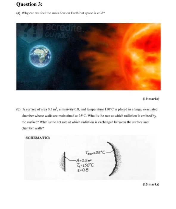 Solved (a) Why can we feel the sun's heat on Earth but space | Chegg.com