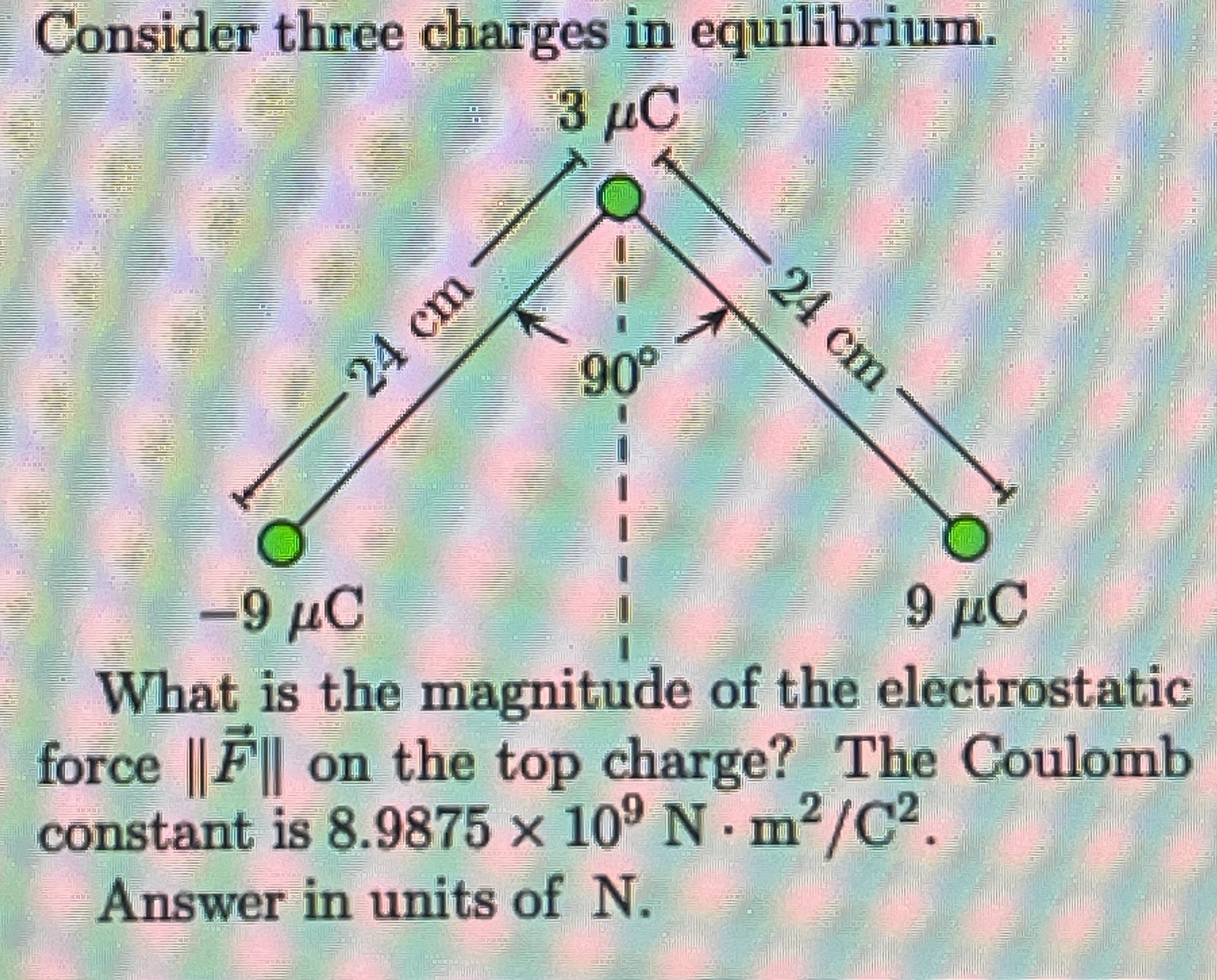 Solved Consider three charges in equilibrium.What is the | Chegg.com