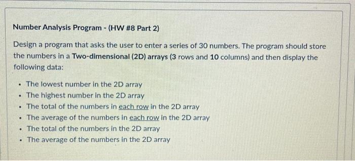 Solved Number Analysis Program - (HW \#8 Part 2) Design a | Chegg.com Solved Number Analysis Program - (HW \#8 Part 2) Design a | Chegg.com