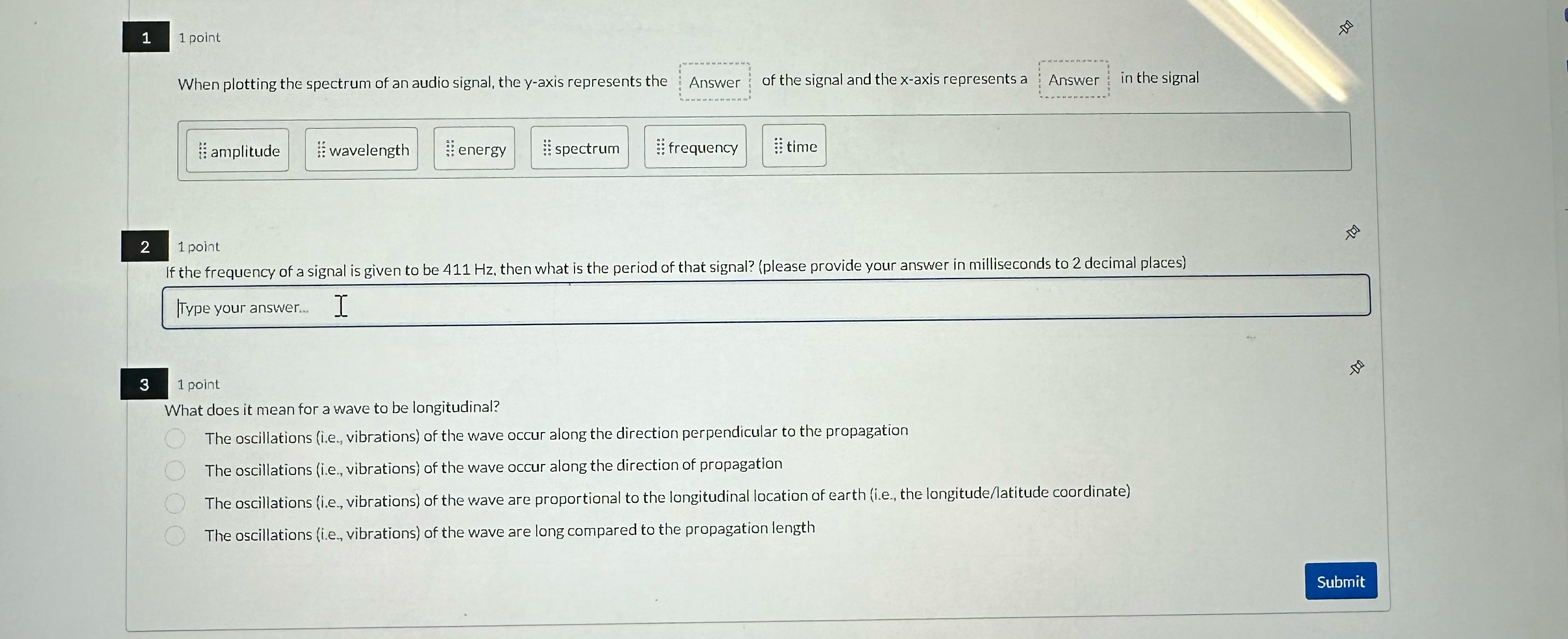 Solved 11 ﻿pointWhen plotting the spectrum of an audio | Chegg.com
