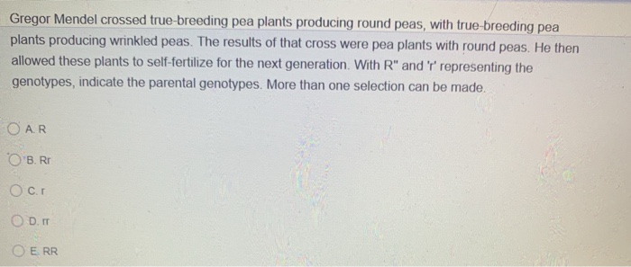 Solved Gregor Mendel crossed true-breeding pea plants | Chegg.com Solved Gregor Mendel crossed true-breeding pea plants | Chegg.com