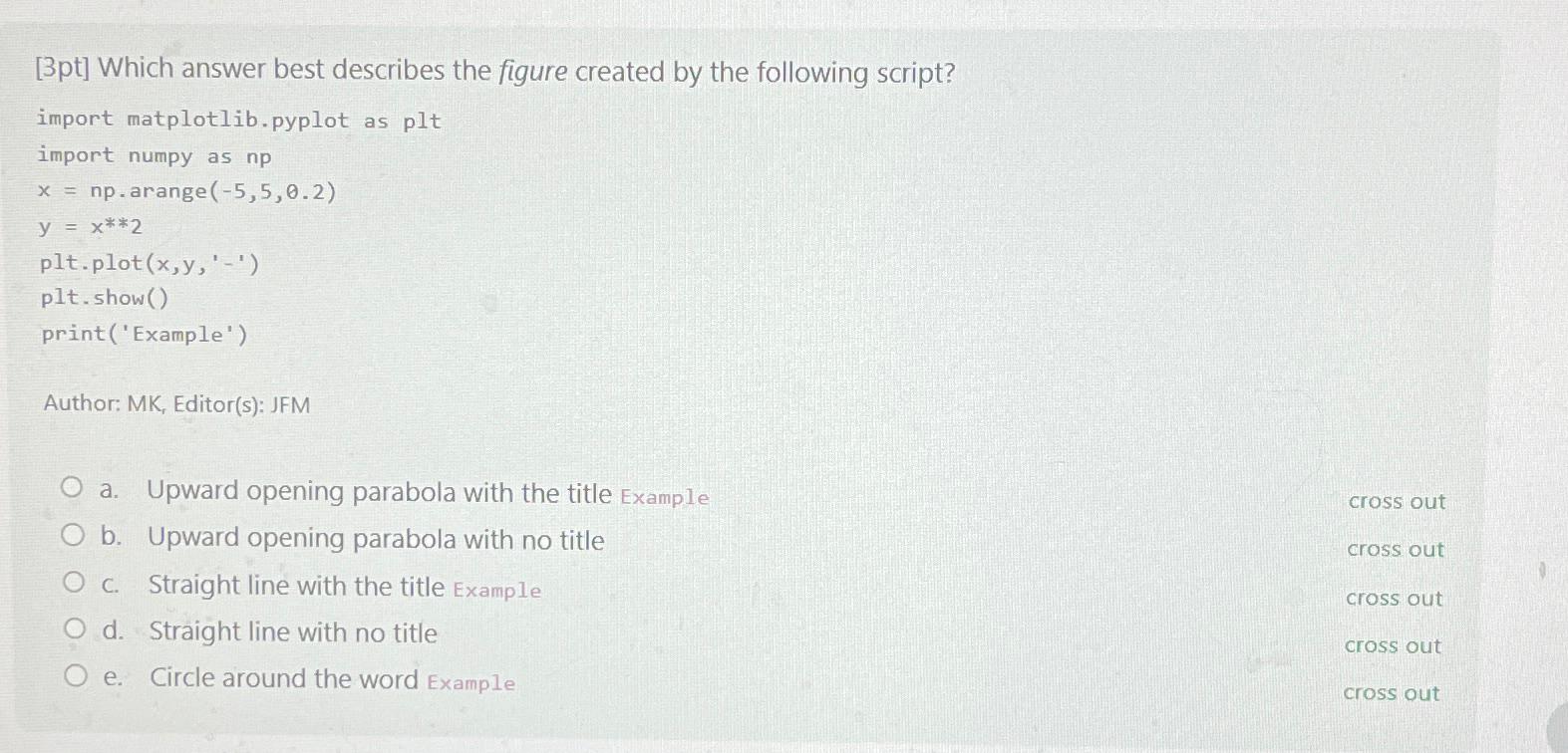 Solved [3pt] ﻿Which answer best describes the figure created | Chegg.com