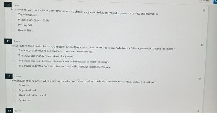 Solved 10 1 point Interpersonal Communication is often | Chegg.com
