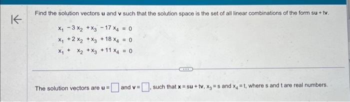 Solved Find the solution vectors u and v such that the | Chegg.com