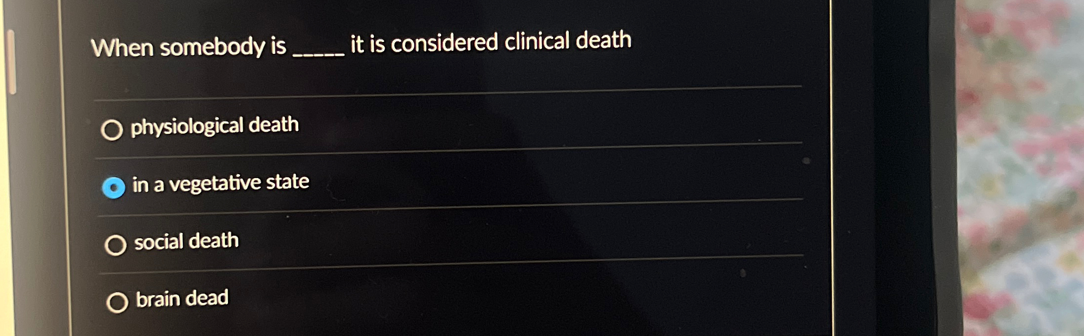 Solved When somebody is q, ﻿it is considered clinical | Chegg.com