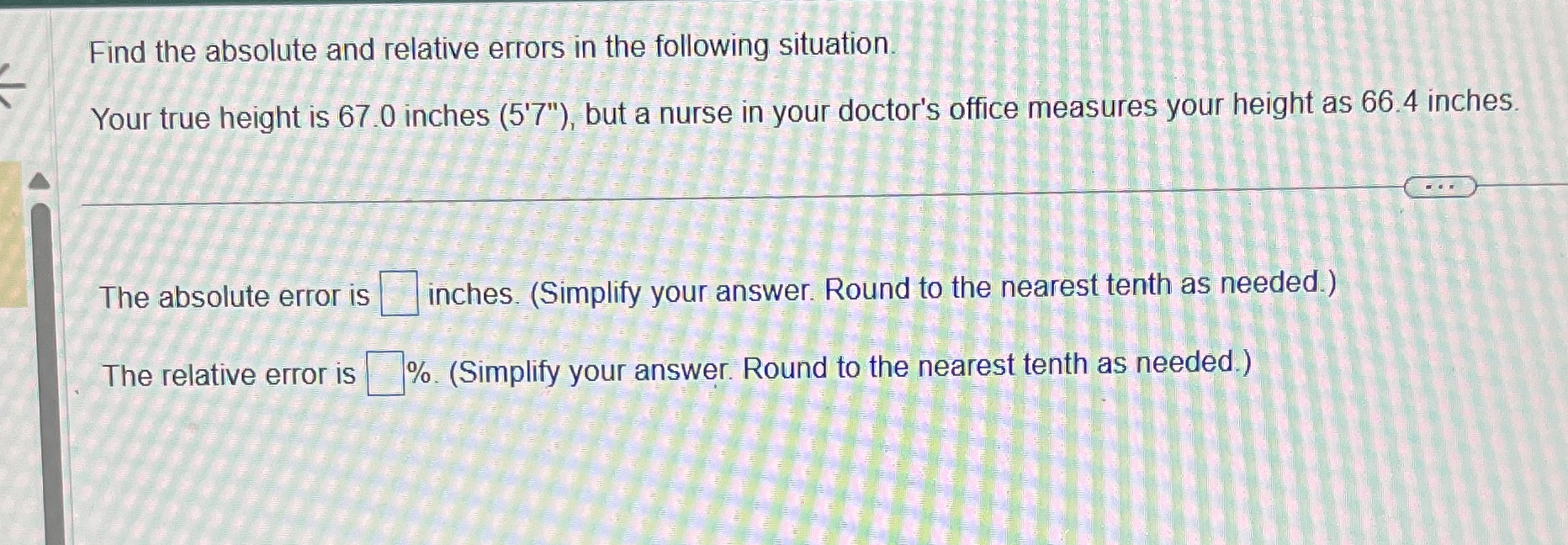 Solved Find the absolute and relative errors in the | Chegg.com