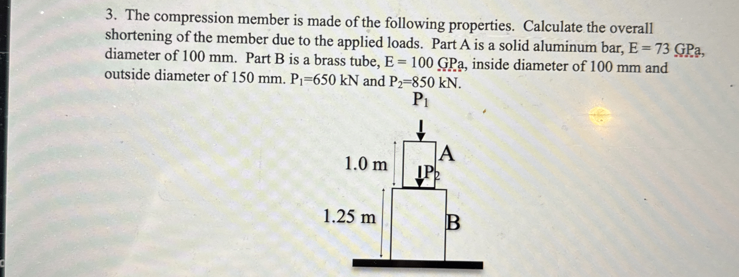 Solved The compression member is made of the following | Chegg.com