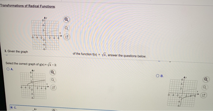 Solved Transformations of Radical Functions: 3. Given the | Chegg.com