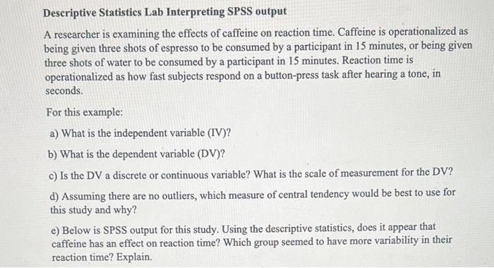 Solved Descriptive Statistics Lab Interpreting SPSS output A | Chegg.com