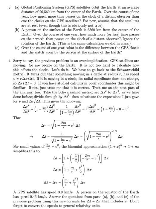 Solved 3. (a) Global Positioning System (GPS) satellites | Chegg.com