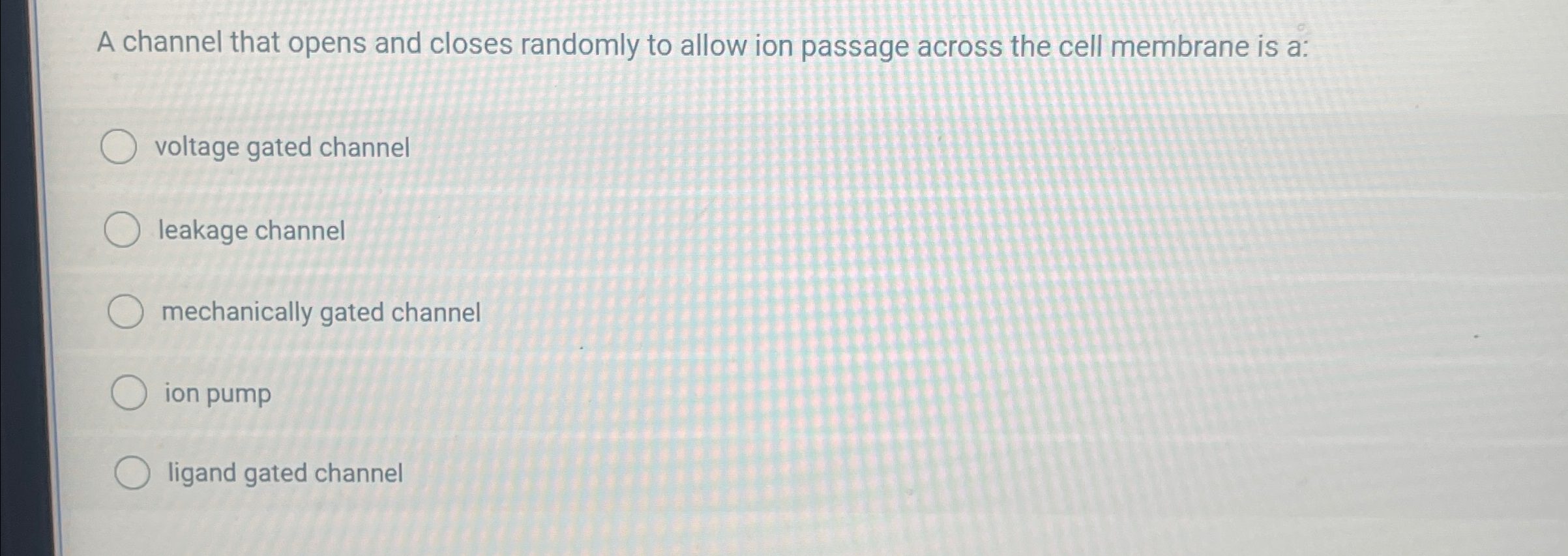 Solved A channel that opens and closes randomly to allow ion | Chegg.com