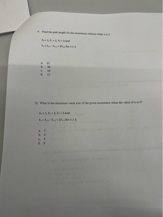 Solved 9. Find the path length for the recantroce relation | Chegg.com