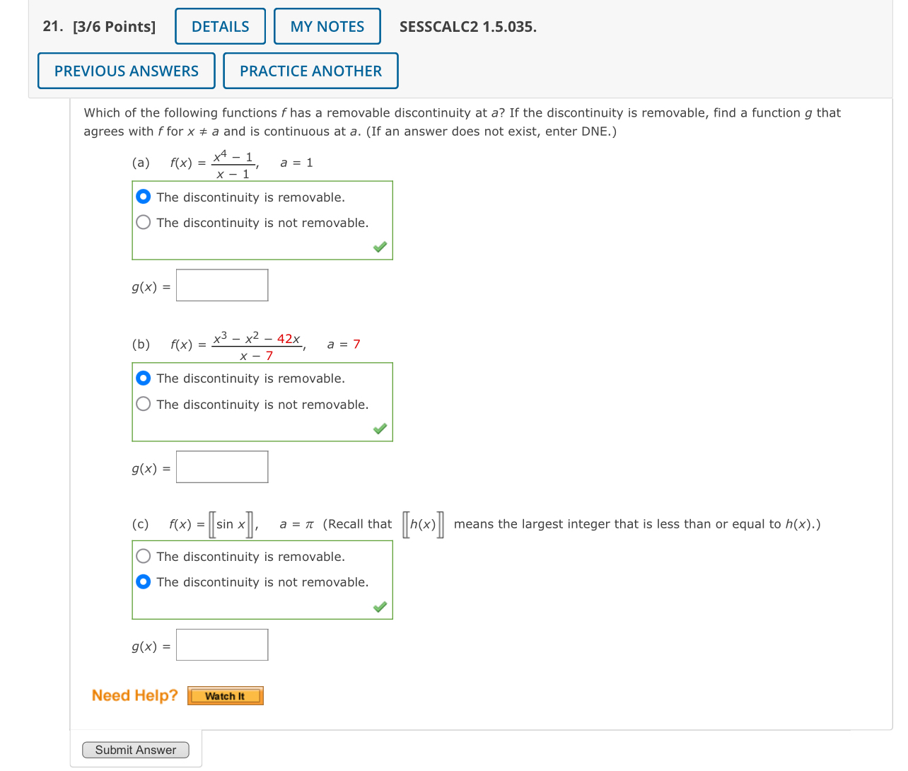 Solved Which of the following functions f ﻿has a removable | Chegg.com