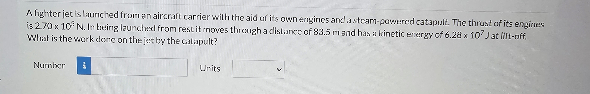 Solved A fighter jet is launched from an aircraft carrier | Chegg.com
