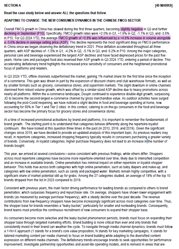 Solved 1.1 ﻿Given the sustained decline in average selling | Chegg.com