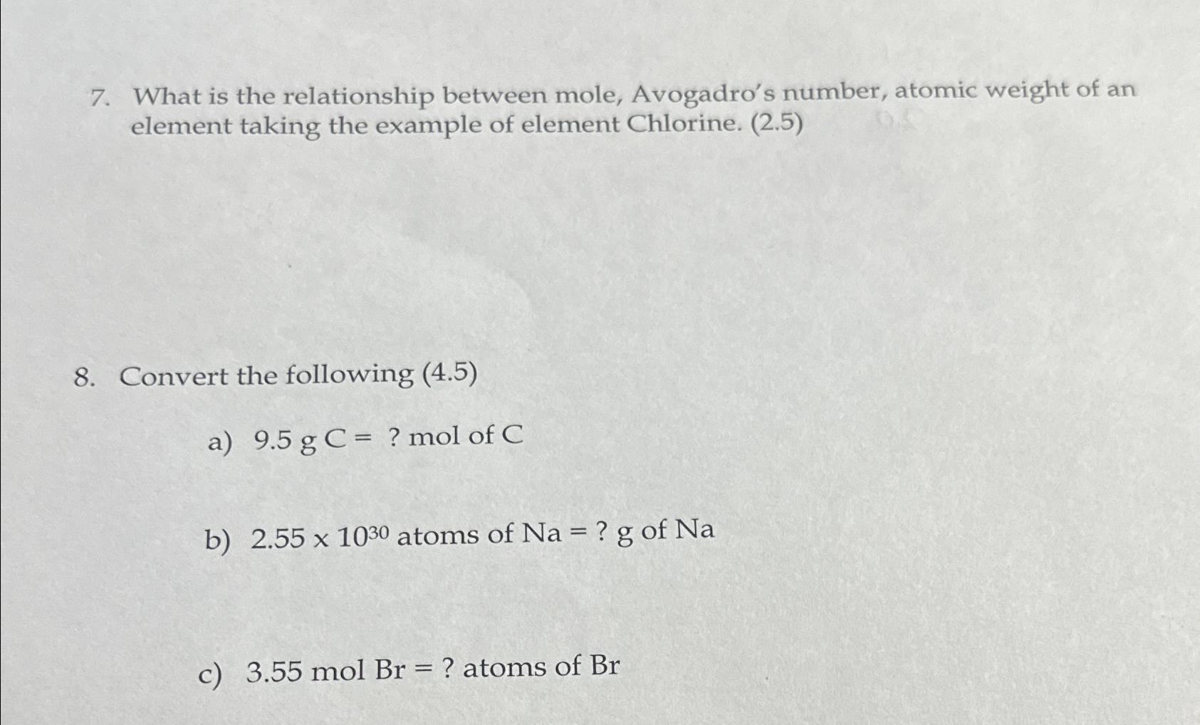 Solved 7. ﻿What is the relationship between mole, Avogadro's | Chegg.com