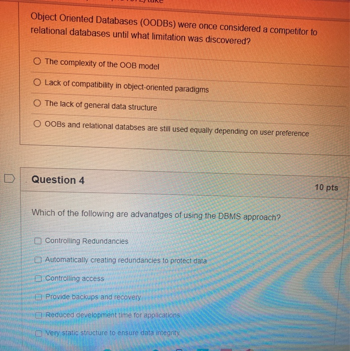 Solved Object Oriented Databases Oodbs Were Once