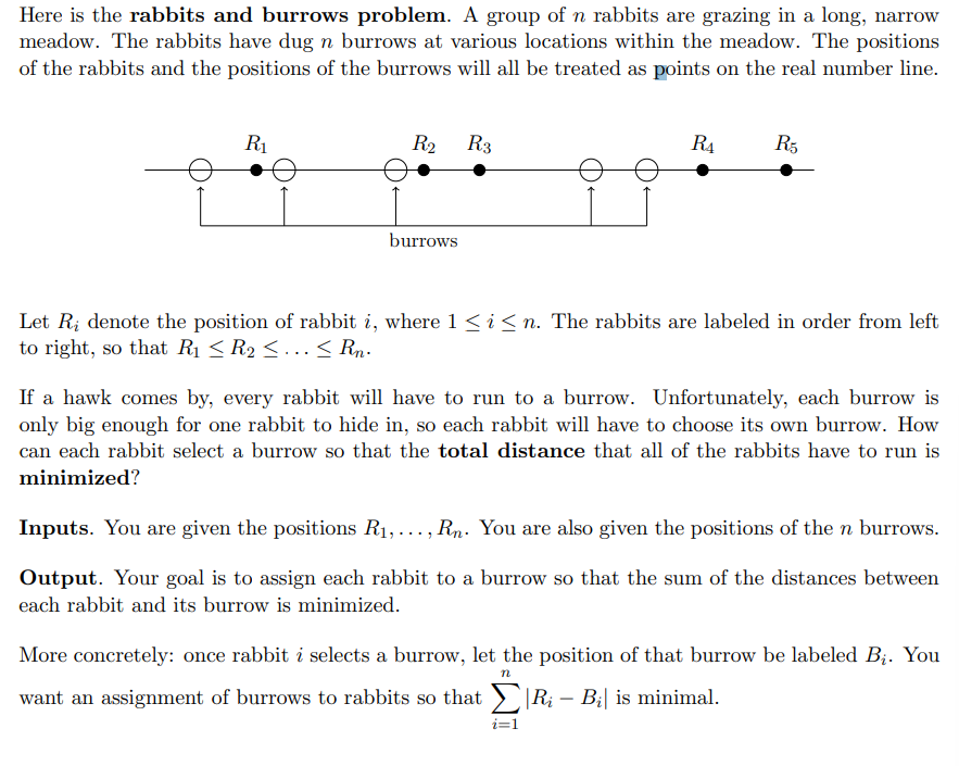 Solved Here is the rabbits and burrows problem. A group of n | Chegg.com
