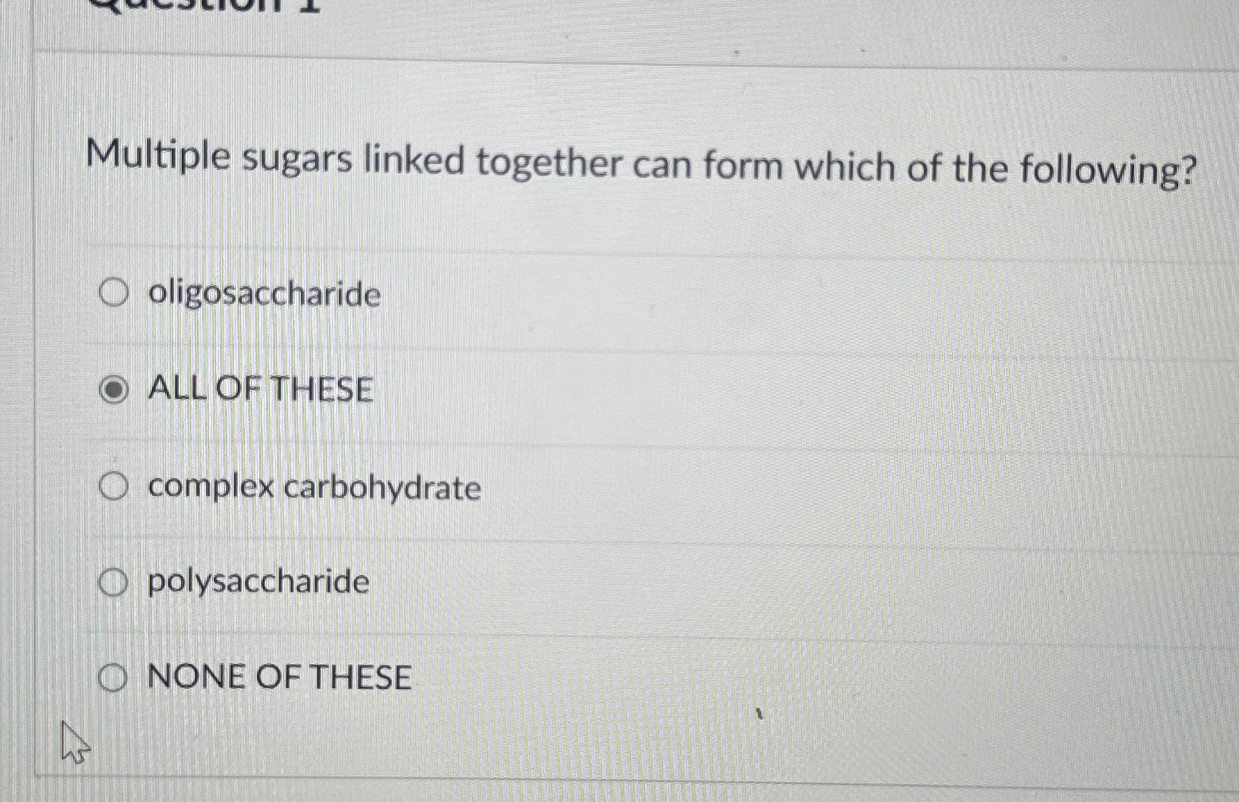Solved Multiple sugars linked together can form which of the | Chegg.com