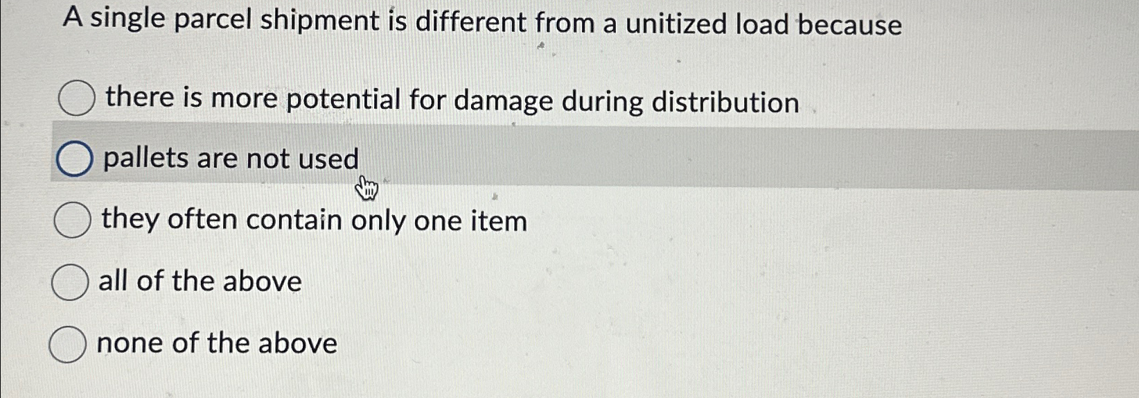 Solved A single parcel shipment is different from a unitized | Chegg.com