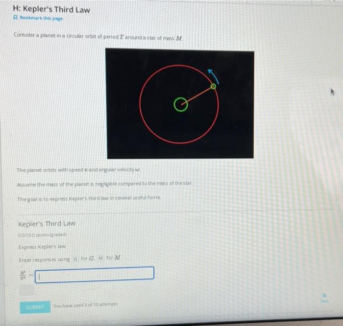 Solved H: Kepler's Third Law A Bookmark this pare Consider a | Chegg.com