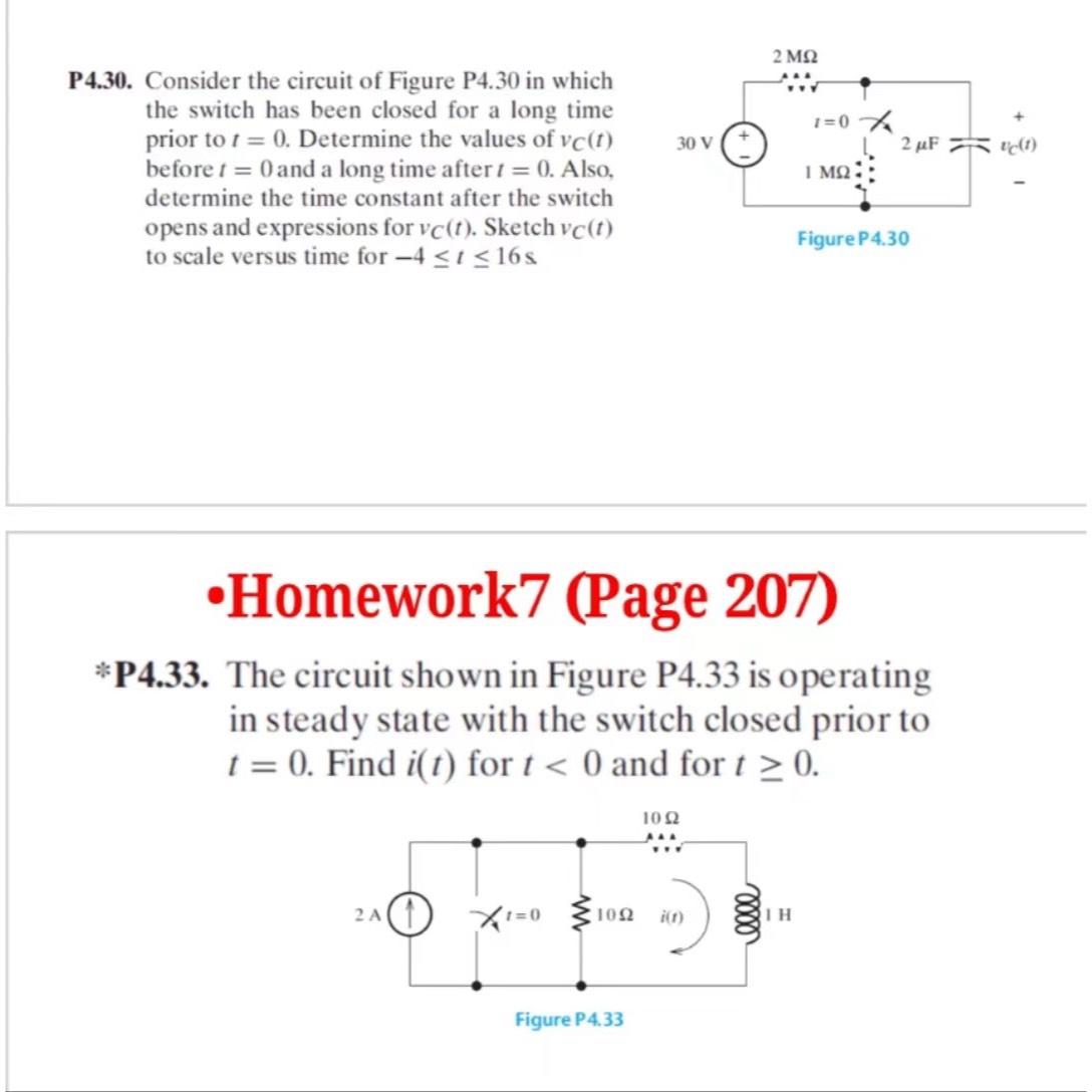 Solved P4.30. ﻿Consider the circuit of Figure P4.30 ﻿in | Chegg.com