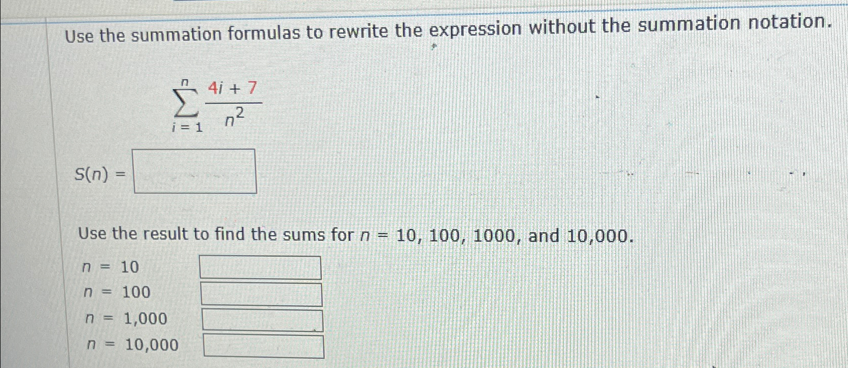Solved Use the summation formulas to rewrite the expression | Chegg.com