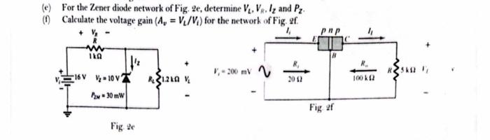 Solved (c) For the Zener diode network of Fig. ge, determine | Chegg.com