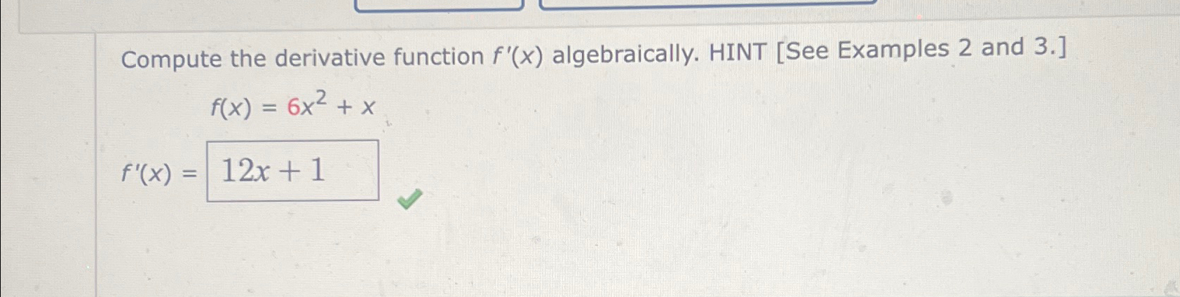 Solved Compute the derivative function f'(x) ﻿algebraically. | Chegg.com