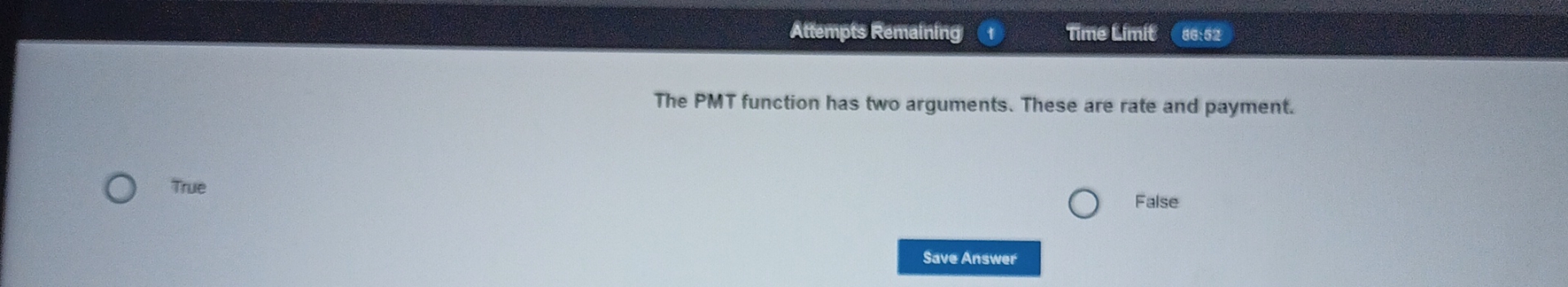 Solved Attempts RemainingTime Limitst:s:The PMT function has | Chegg.com