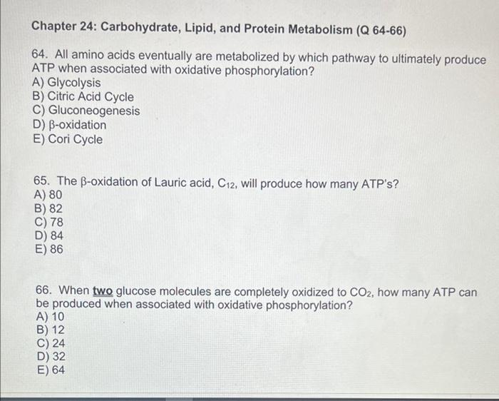 Solved Chapter 24: Carbohydrate, Lipid, and Protein | Chegg.com