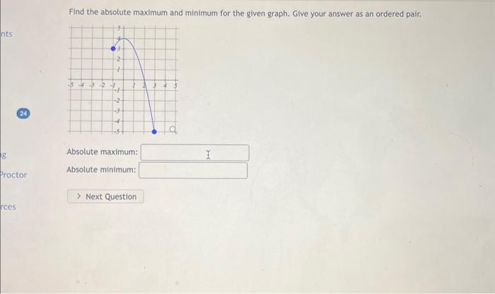 Solved Find the absolute maximum and minimum for the given | Chegg.com