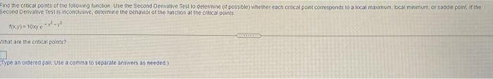 Solved Find the crocal points of te folosing function Use | Chegg.com