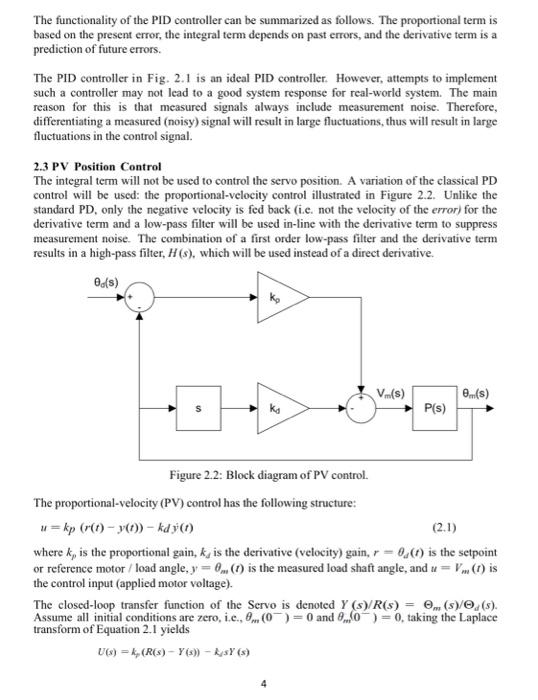Solved 2.1 Servo Model The Servo voltage-to-position | Chegg.com