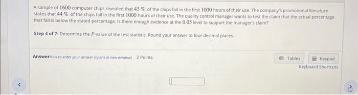 Solved A sample of 1600 computer chips revealed that 43% of | Chegg.com