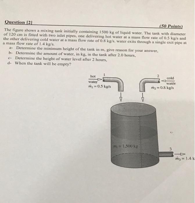 Solved Question [2] (50 Points) The figure shows a mixing | Chegg.com
