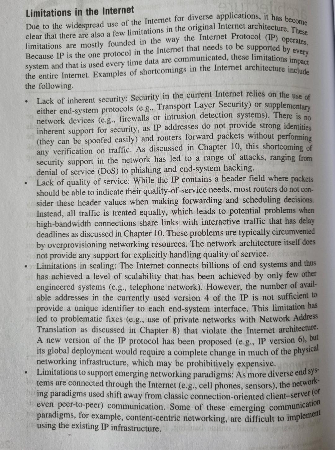 Solved "The lack of support for emerging networking | Chegg.com