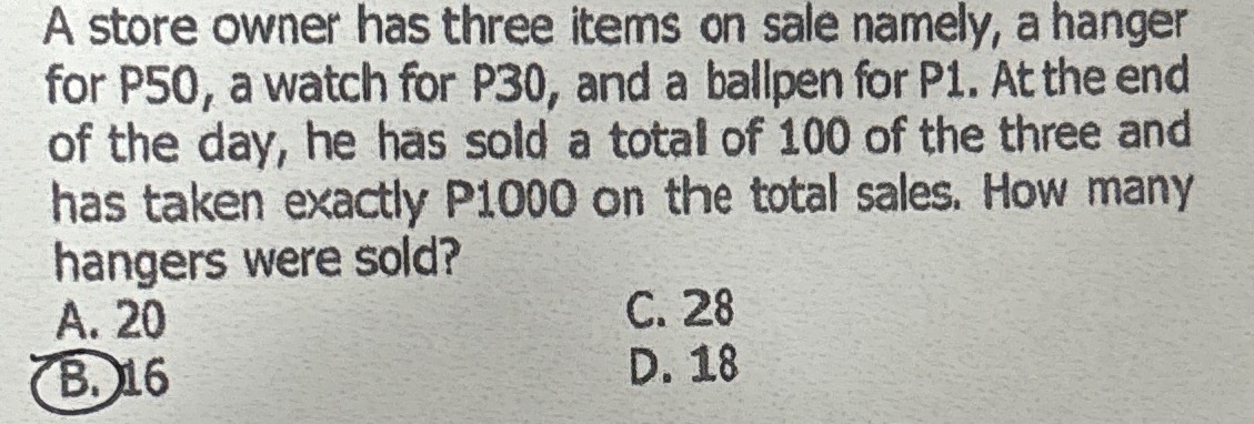 Solved A store owner has three items on sale namely, a | Chegg.com