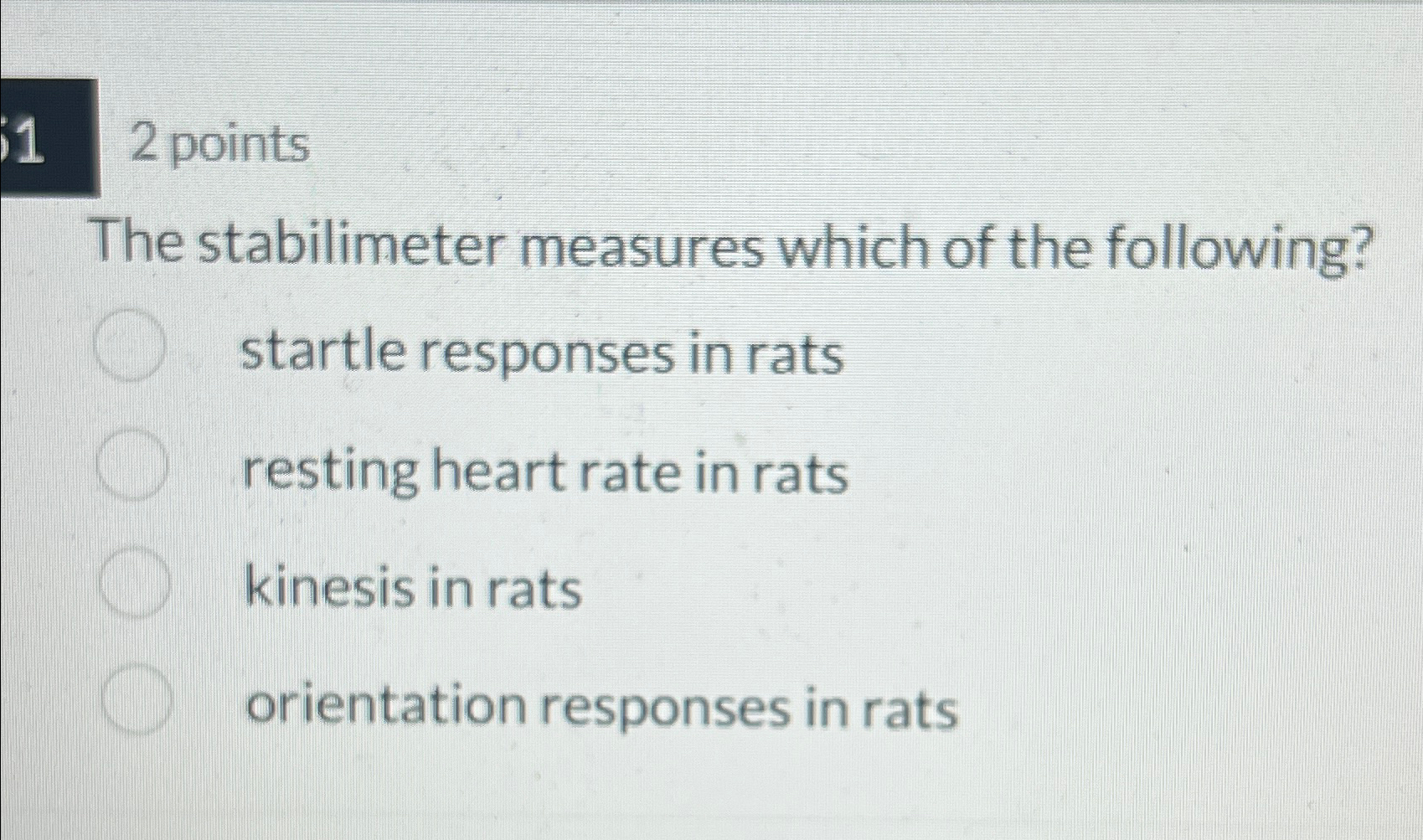 Solved 2 ﻿pointsThe stabilimeter measures which of the | Chegg.com