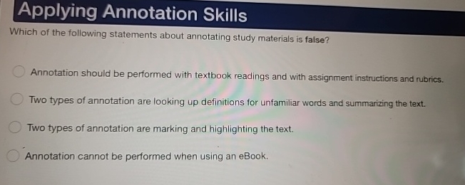 Solved Applying Annotation SkillsWhich of the following | Chegg.com