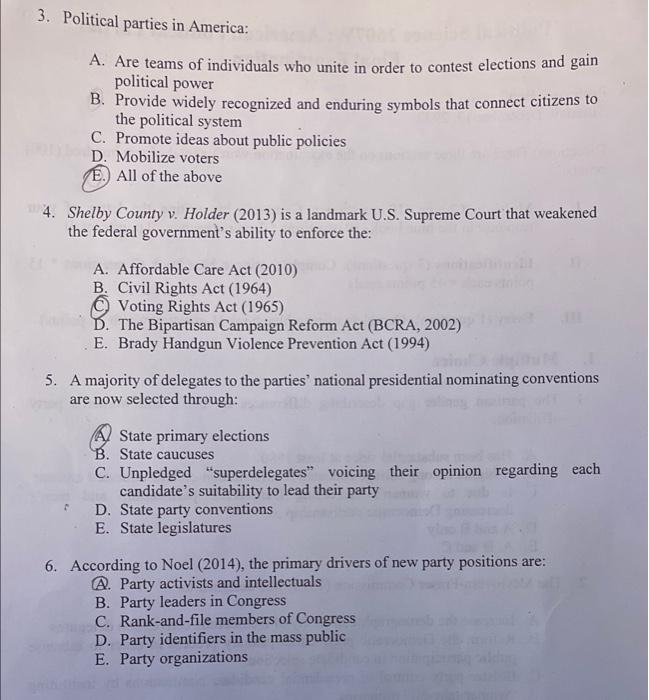 3. Political parties in America: A. Are teams of | Chegg.com