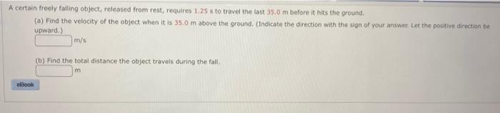 Solved A certain freely falling object, released from rest, | Chegg.com