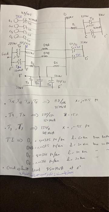 calculate the fault current at point f note : d4a=d4b | Chegg.com