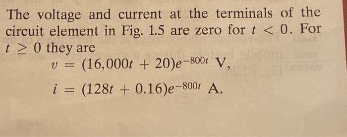 Solved The voltage and current at the terminals of the | Chegg.com