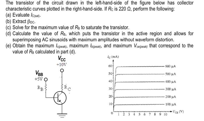 Solved The transistor of the circuit drawn in the | Chegg.com