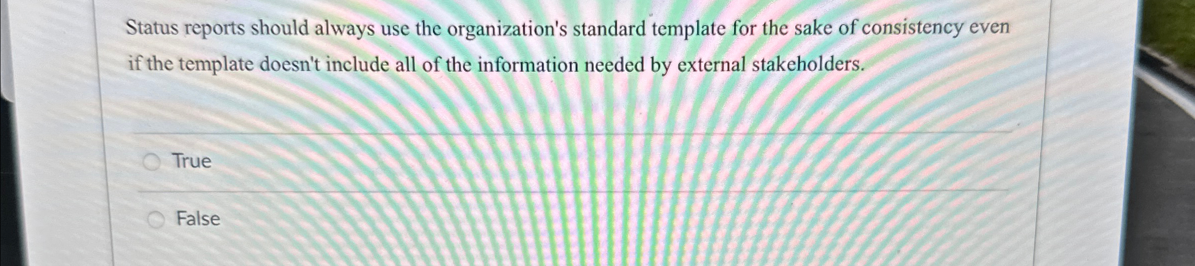 Solved Status reports should always use the organization's | Chegg.com