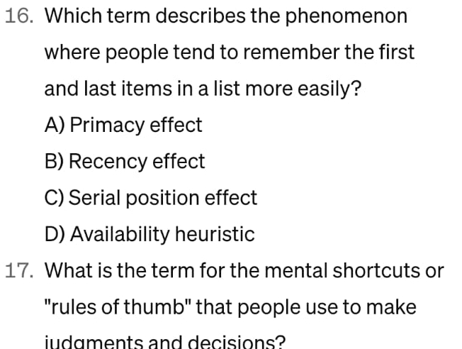 Solved Which term describes the phenomenon where people tend | Chegg.com