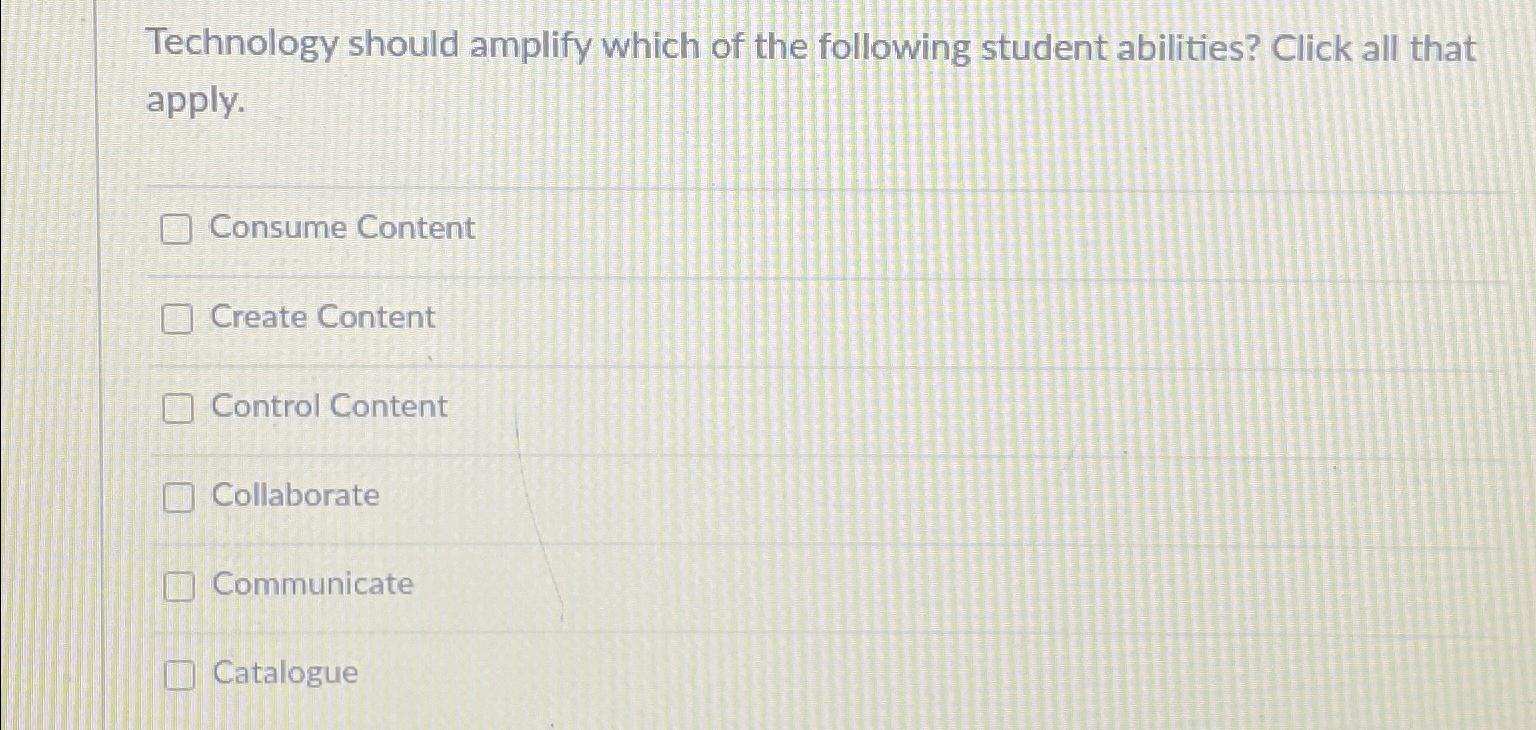 Solved Technology should amplify which of the following | Chegg.com