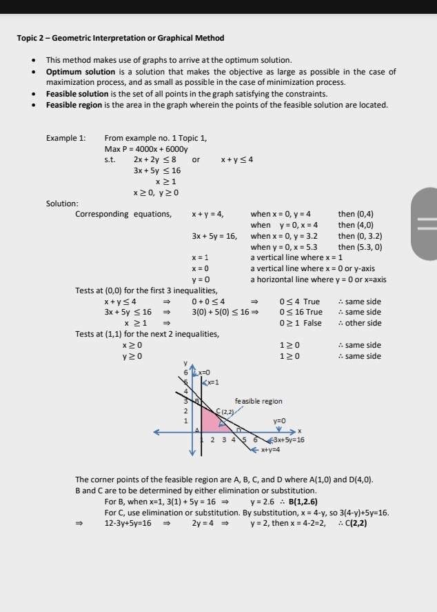 Solved Topic 2 - Geometric Interpretation or Graphical | Chegg.com