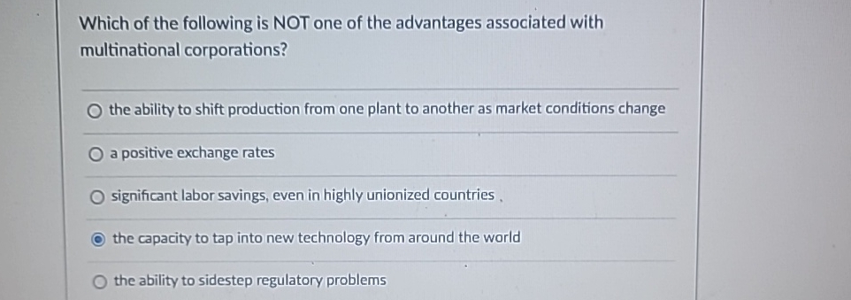 Solved Which of the following is NOT one of the advantages | Chegg.com